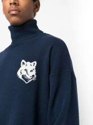 Maison Kitsuné Intarsia-knit Fox-head Wool Jumper