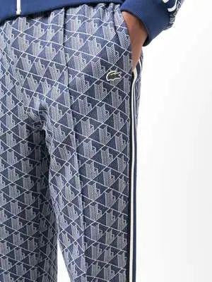 Lacoste Jacquard Monogram-pattern Track Pants - Blue
