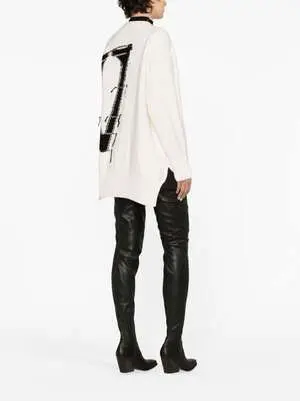 Off-White Logo-intarsia Wool Cardigan - White