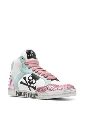 Philipp Plein Glitter Retrokickz Tm Leather Sneakers