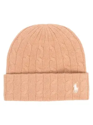 Ralph Lauren Polo Ralph Lauren Pony-Embroidered Cable-Knit Beanie Brown