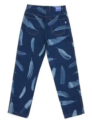 COUNTY OF MILAN Marcelo Burlon Feather Print Straight-leg Jeans