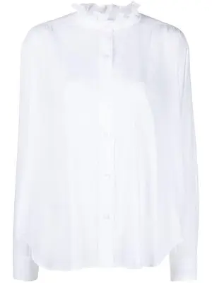 MARANT ETOILE Optical Cotton Ruffled Collar Shirt