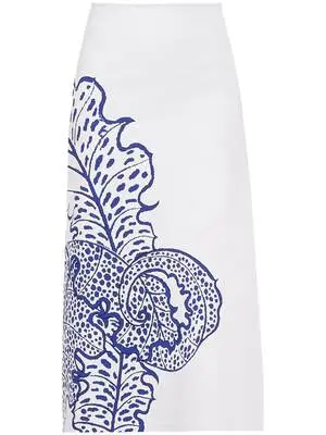 FERRAGAMO Graphic-print Jacquard Flared Skirt - White