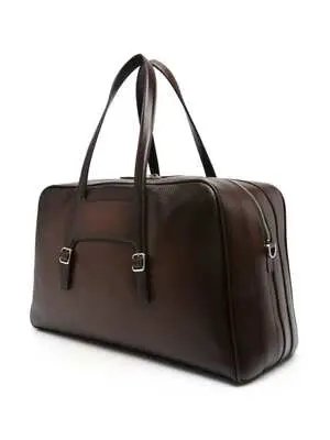 Santoni Logo-lettering Leather Holdall - Brown