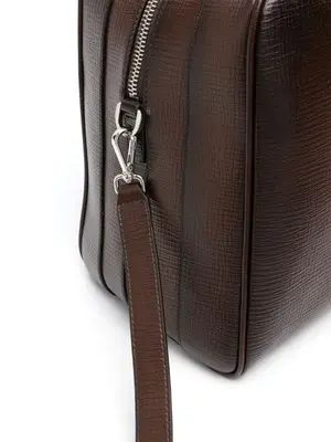 Santoni Logo-lettering Leather Holdall - Brown