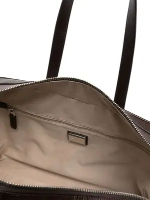 Santoni Logo-lettering Leather Holdall - Brown
