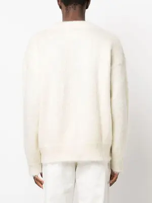 JIL SANDER Monogram-embroidered Mohair-blend Jumper - Neutrals