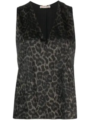 BLANCA VITA Tamaya Leopard-print Tank Top - Black