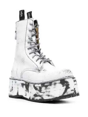 R13 Double Stack Cracked-effect Leather Boots