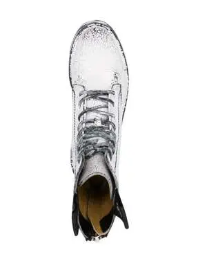 R13 Double Stack Cracked-effect Leather Boots