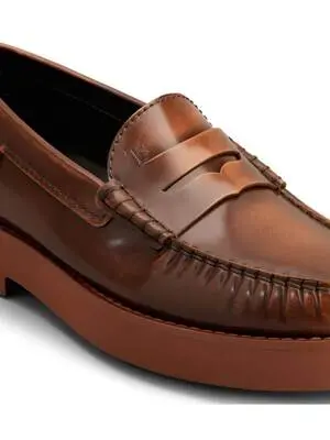 TOD'S Almond-toe Leather Loafers