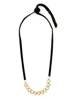 NUMBERING Heart-beads Velvet Necklace - Gold