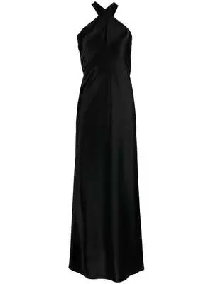 Galvan Crossover-neck Satin Maxi Dress