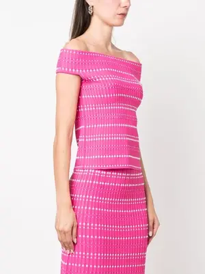 Alexander McQueen Open-knit Off-the-shoulder Top - Pink