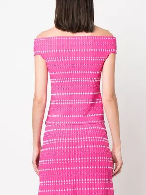 Alexander McQueen Open-knit Off-the-shoulder Top - Pink