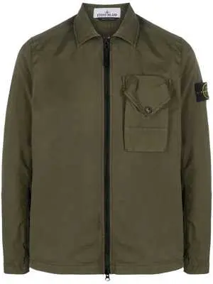 Stone Island Compass-patch Zip-up Overshirt
