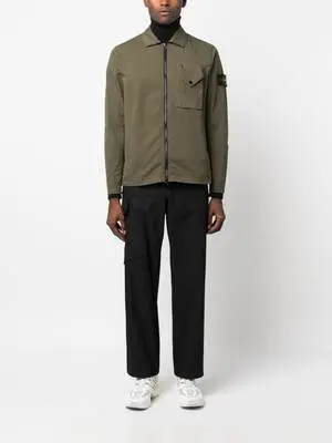 Stone Island Compass-patch Zip-up Overshirt