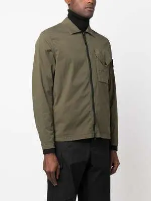 Stone Island Compass-patch Zip-up Overshirt