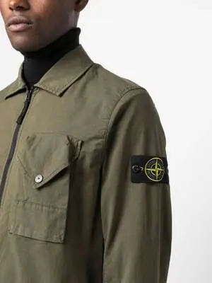 Stone Island Compass-patch Zip-up Overshirt