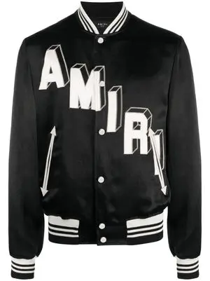 Amiri Logo-embroidered Varsity Jacket - Black