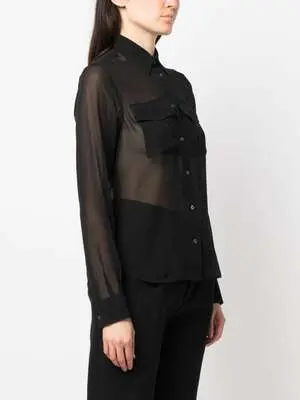 Aspesi Semi-sheer Construction Silk Blouse