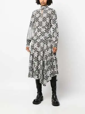 Karl Lagerfeld Monogram-jacquard Silk Midi Dress