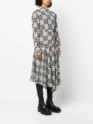 Karl Lagerfeld Monogram-jacquard Silk Midi Dress