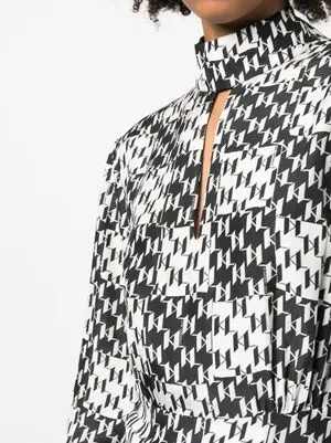 Karl Lagerfeld Monogram-jacquard Silk Midi Dress