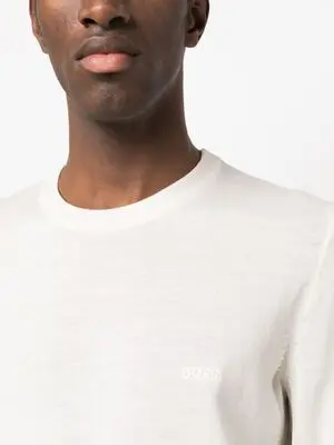 BOSS Logo-embroidered Jumper - Neutrals