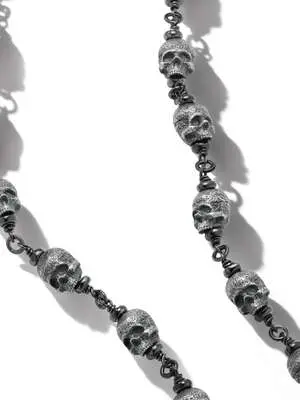 David Yurman Sterling Memento Mori Skull Rosary Necklace - Silver