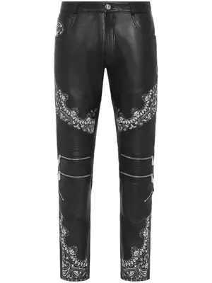 Philipp Plein Slim-cut Leather Trousers