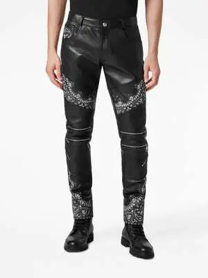 Philipp Plein Slim-cut Leather Trousers