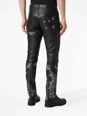 Philipp Plein Slim-cut Leather Trousers