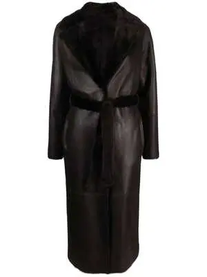 YVES SALOMON Belted Reversible Leather Coat