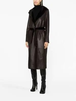 YVES SALOMON Belted Reversible Leather Coat