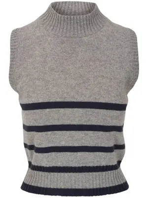 Brunello Cucinelli Striped Sleeveless Cashmere Jumper