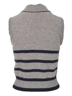 Brunello Cucinelli Striped Sleeveless Cashmere Jumper