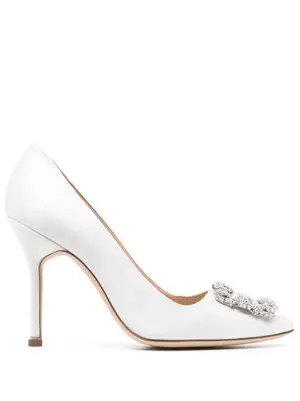 Manolo Blahnik Hangisi 100mm Satin Pumps - Neutrals