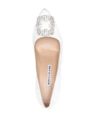Manolo Blahnik Hangisi 100mm Satin Pumps - Neutrals