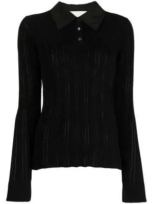 3.1 Phillip Lim Variegated Ribbed-knit Polo Top