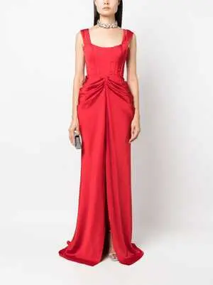 ANA RADU Ruched Flared Gown