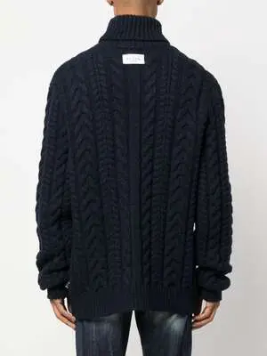 Philipp Plein Embroidered Skull Roll-neck Jumper - Blue