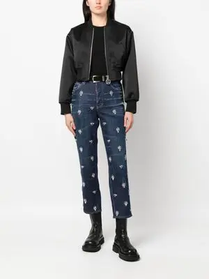 Dsquared2 Crystal Embellished Cropped Jeans - Blue