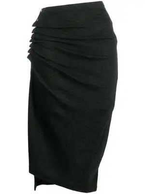 Rabanne Asymmetric Gathered Midi Skirt - Green