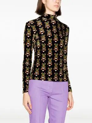 La DoubleJ Scarab-motif Velvet T-shirt - Black