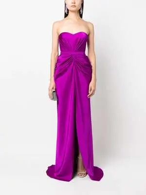 ANA RADU Ruched Strapless Gown - Pink