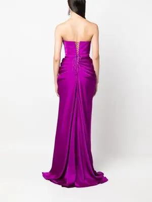 ANA RADU Ruched Strapless Gown - Pink