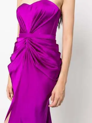 ANA RADU Ruched Strapless Gown - Pink