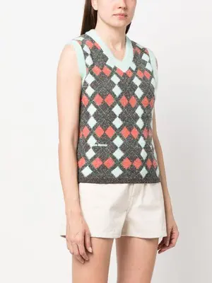 Adidas X Wales Bonner Argyle Knitted Vest - Green